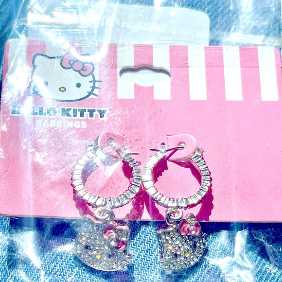 Hello Kitty | Jewelry | Hello Kitty Bling Deep Pink Hoop Drop Earrings ...
